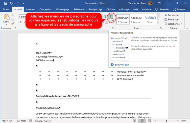 Rédiger un courrier avec Word • PEI