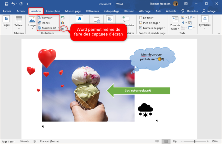 Insérer des images, formes, diagrammes dans un document Word • PEI