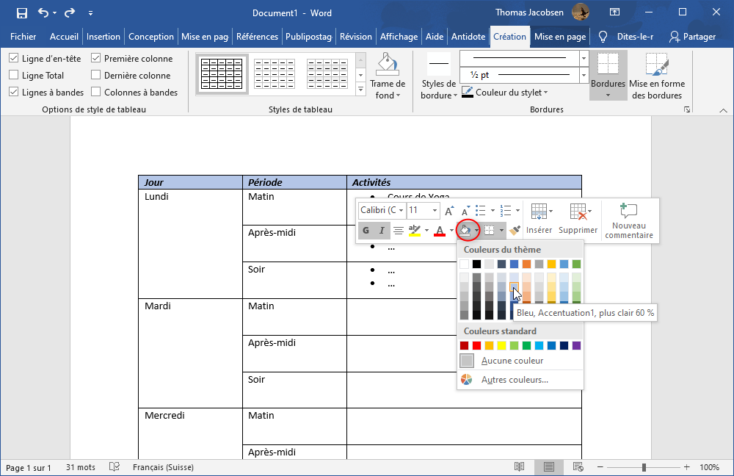 Bien utiliser les tableaux dans Word • PEI